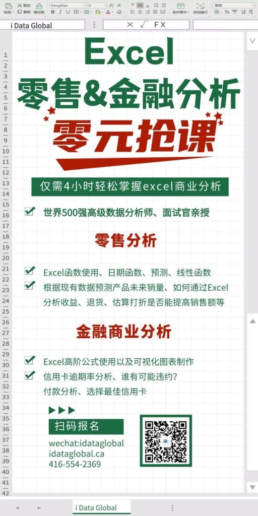Excel 商业数据分析实战 – iData Global